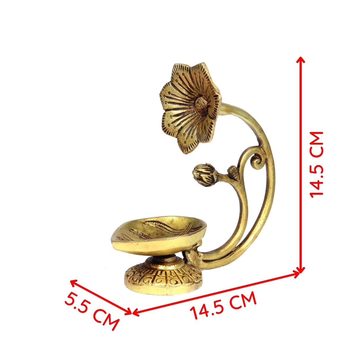Antique Flower Diya Brass + Free Shipping - Aalayam Selveer