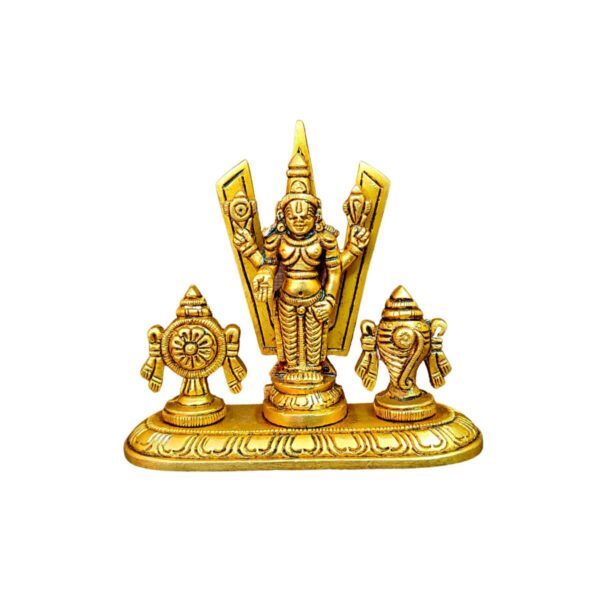 Small Sangu Chakram Stand With Perumal Idol - Aalayam Selveer
