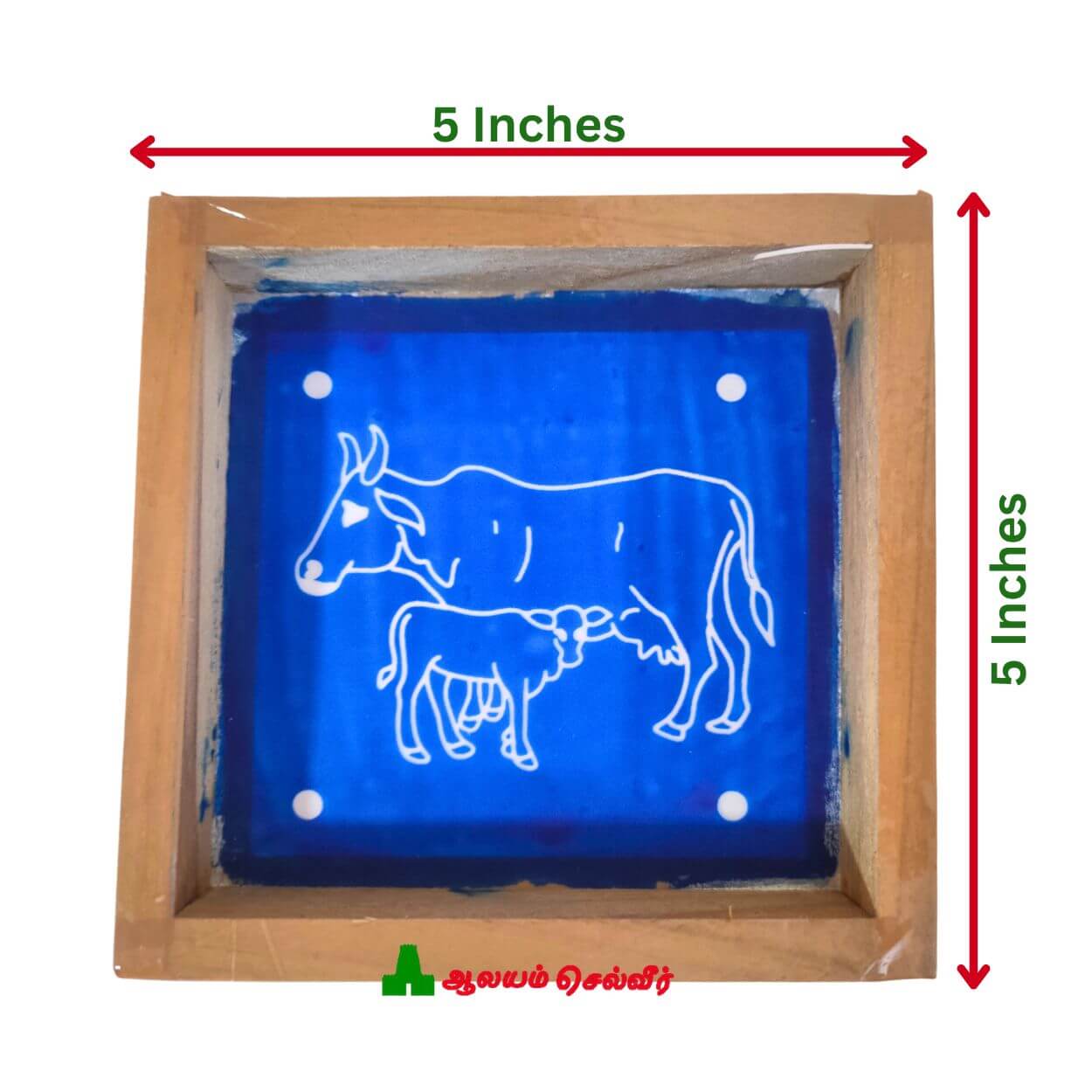 Komatha Rangoli Stencil Wooden 5x5 Inches - Aalayam Selveer