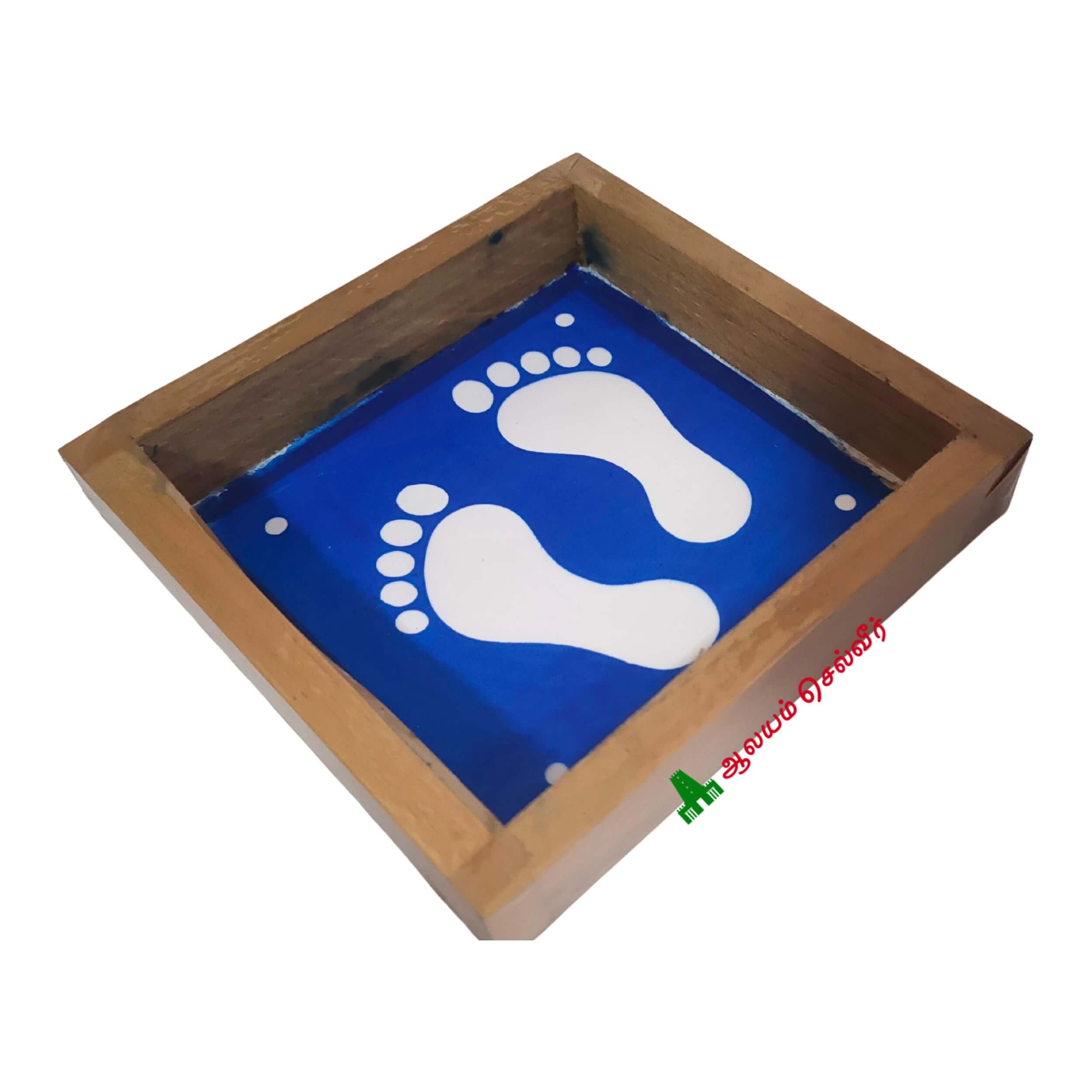 Lakshmi Padam Rangoli Stencil Wooden 5x5 Inches - Aalayam Selveer