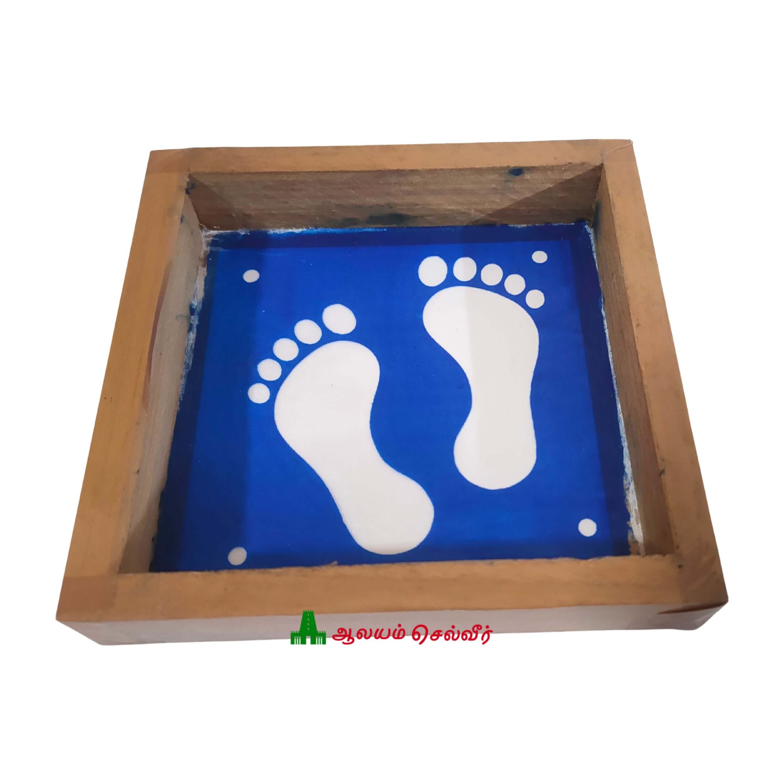 Lakshmi Padam Rangoli Stencil Wooden 5x5 Inches - Aalayam Selveer