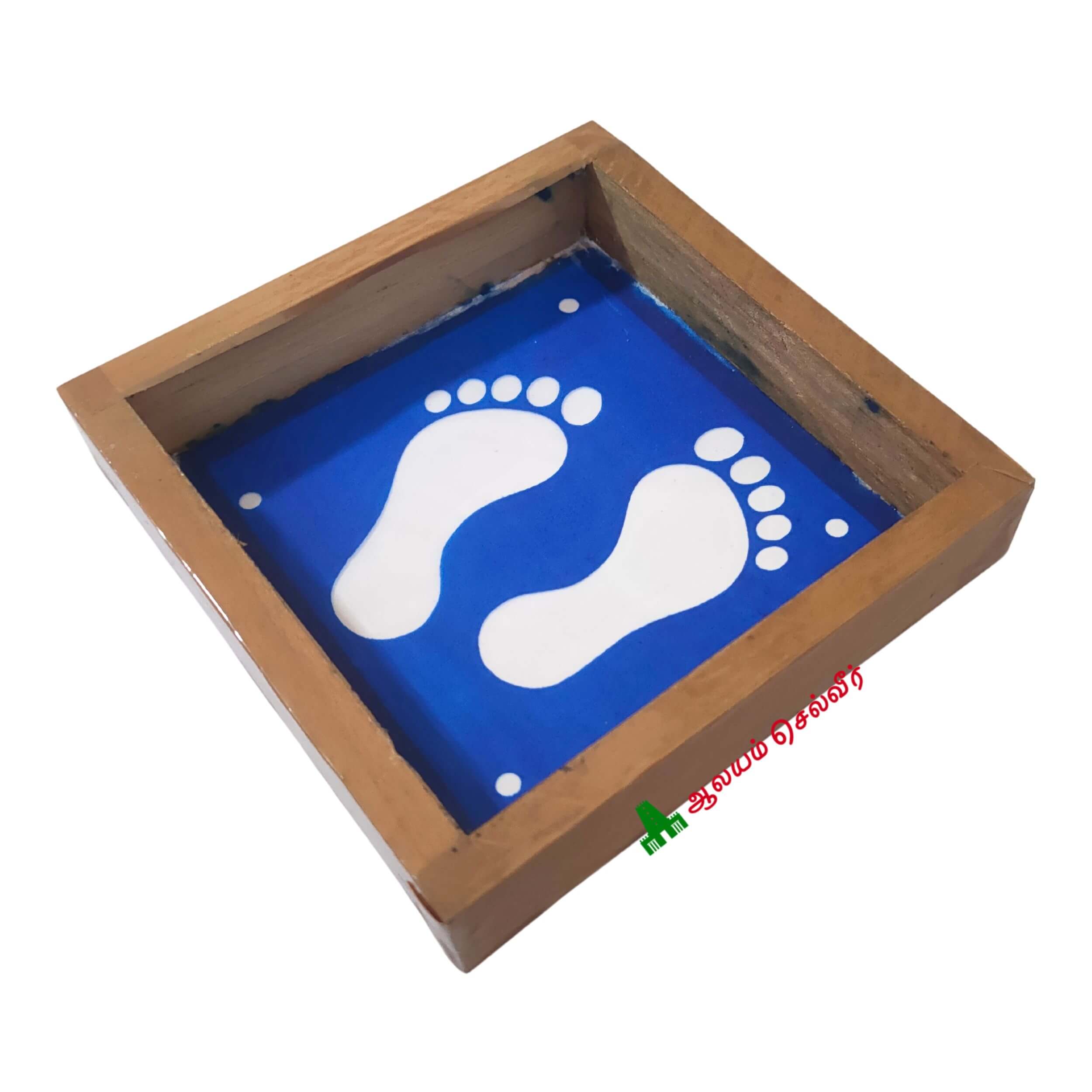 Lakshmi Padam Rangoli Stencil Wooden 5x5 Inches - Aalayam Selveer
