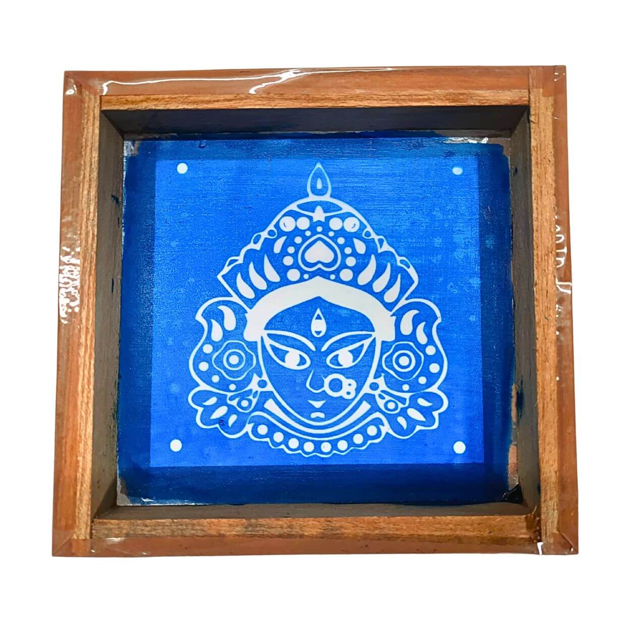Maa Durga Face Rangoli Stencil Wooden 5x5 Inches - Aalayam Selveer