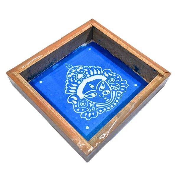 Maa Durga Face Rangoli Stencil Wooden 5x5 Inches - Aalayam Selveer