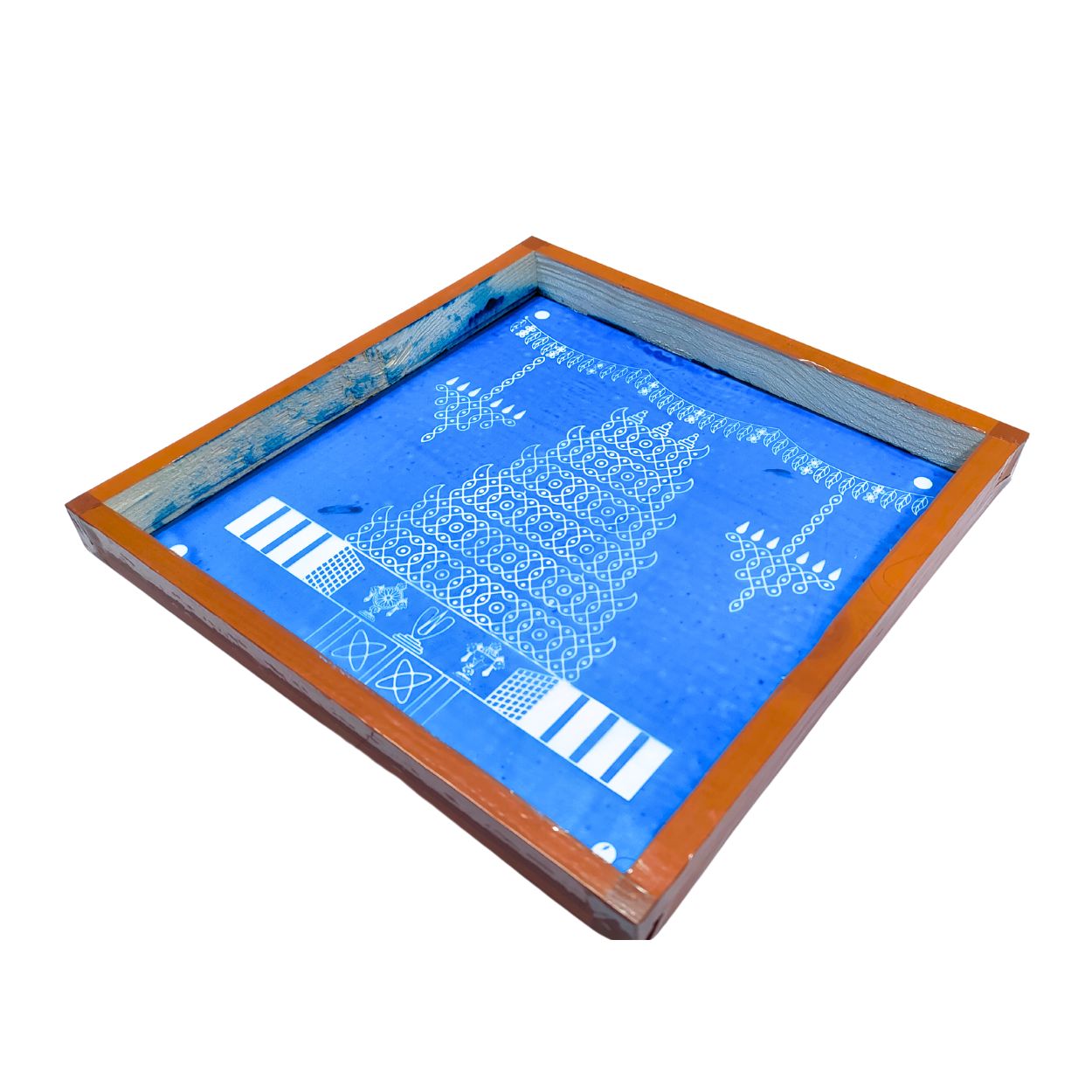 Temple Gopuram Kolam Rangoli Stencil Wooden 10x10 Inches - Aalayam Selveer