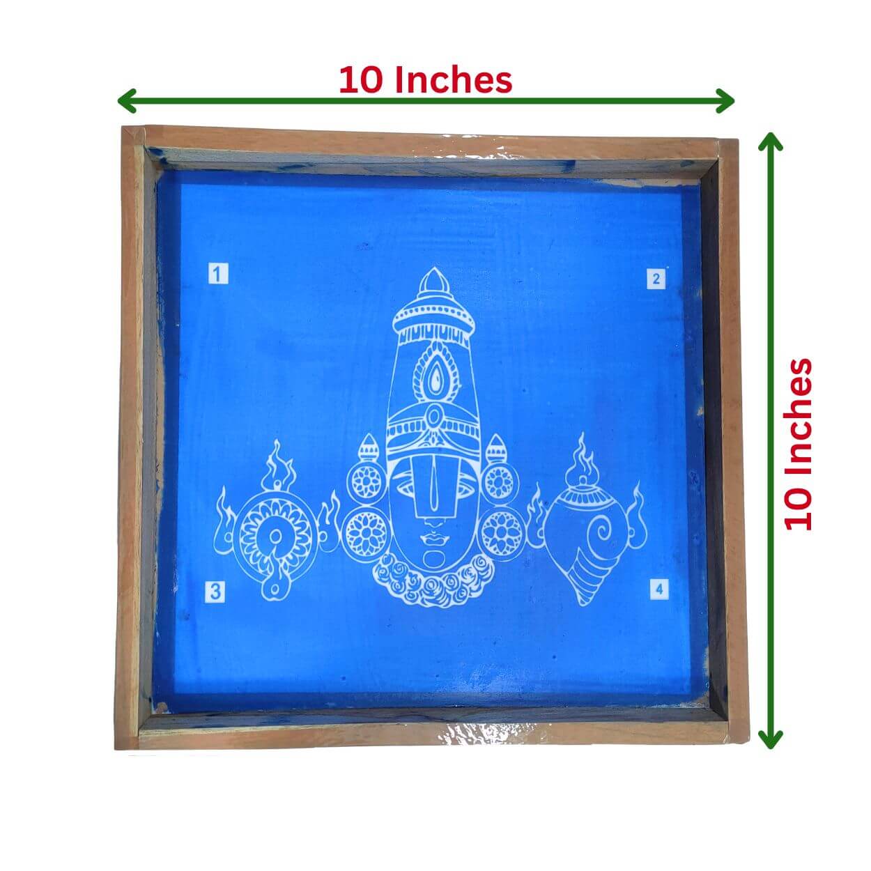 Tirupati Balaji Face Rangoli Stencil Wooden 10x10 Inches - Aalayam Selveer