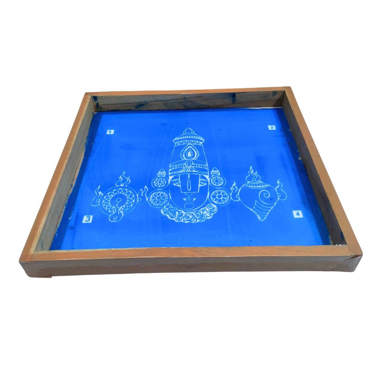 Tirupati Balaji Face Rangoli Stencil Wooden 10x10 Inches - Aalayam Selveer