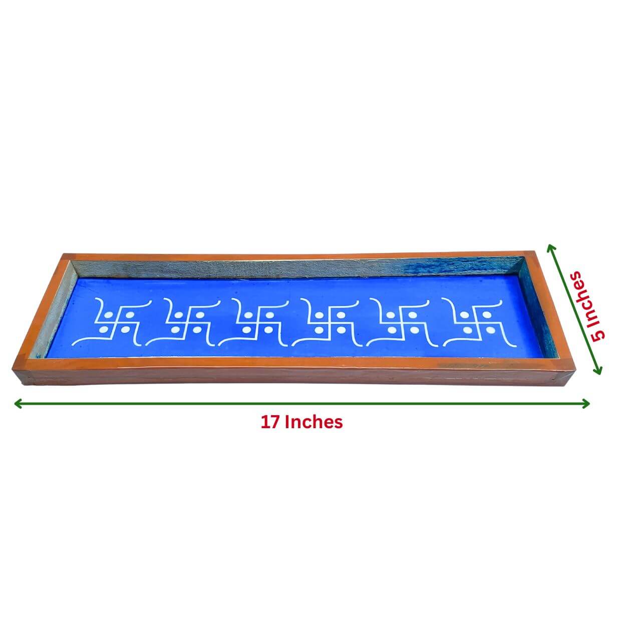 Swastik Kolam Border Rangoli Stencil Wooden 17x5 Inches - Aalayam Selveer