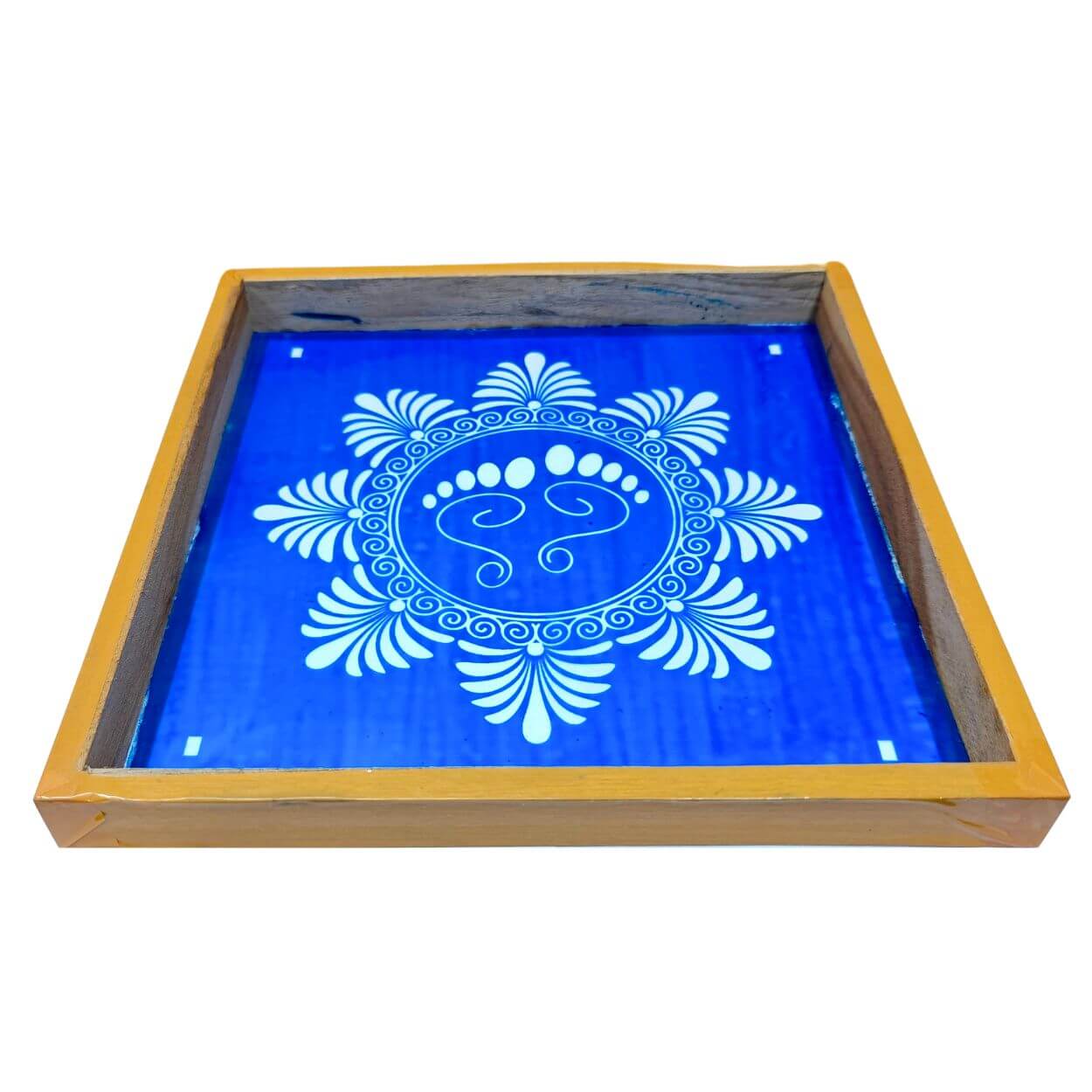 Lakshmi Padam with Flower Rangoli Stencil Wooden 10x10 Inches - Aalayam ...