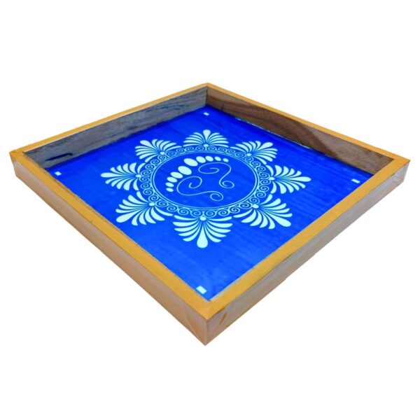 Lakshmi Padam with Flower Rangoli Stencil Wooden 10x10 Inches - Aalayam ...