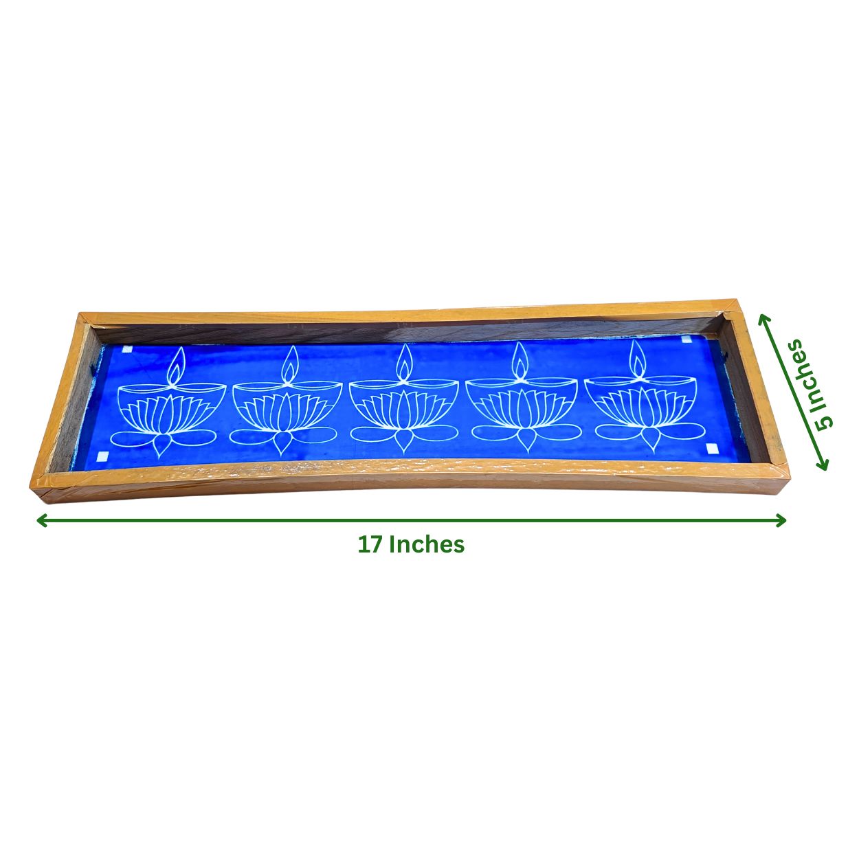 Lotus Agal Diya Border Rangoli Stencils Wooden 17x5 Inches - Aalayam ...