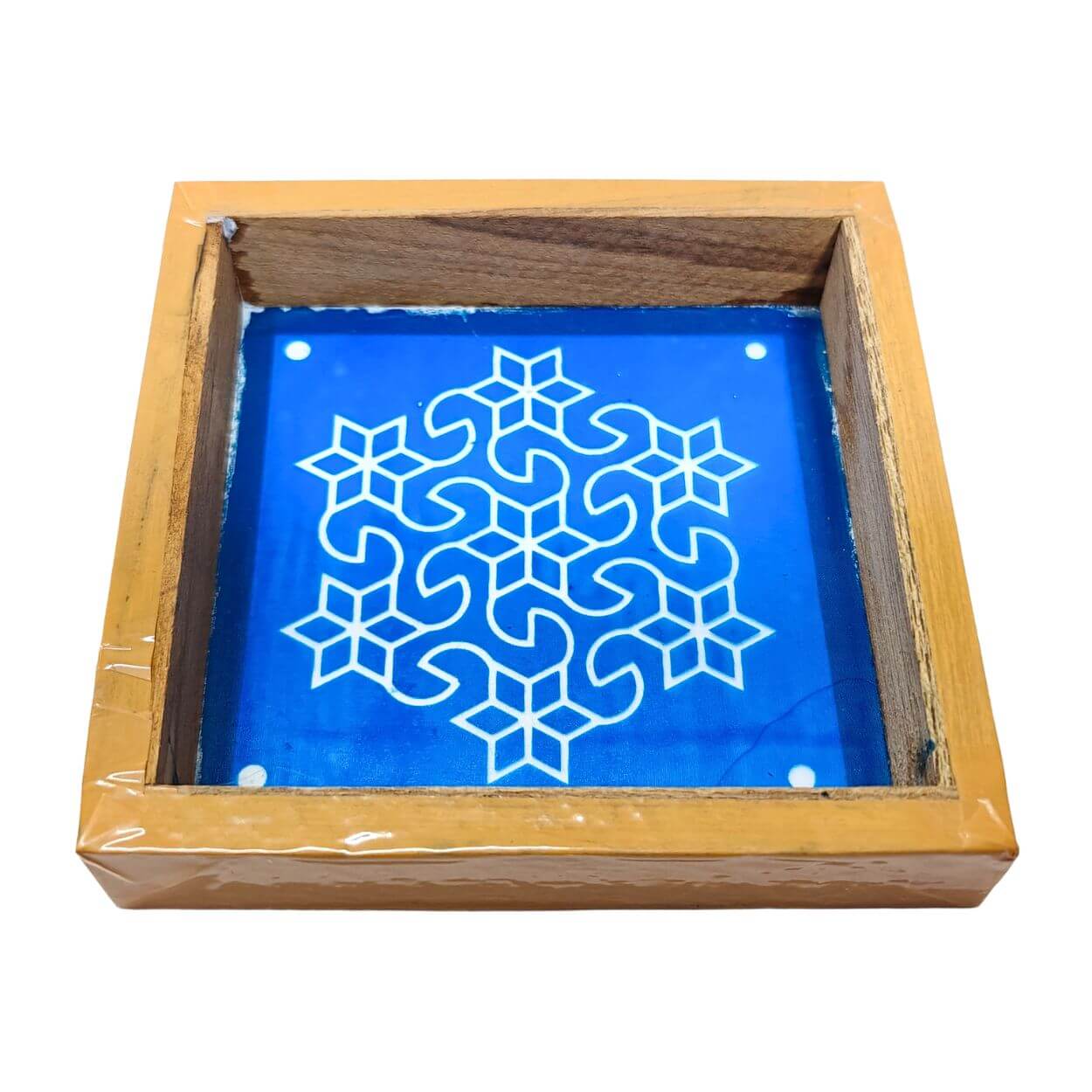 Star Pulli Kolam Rangoli Stencil Wooden 5x5 Inches - Aalayam Selveer