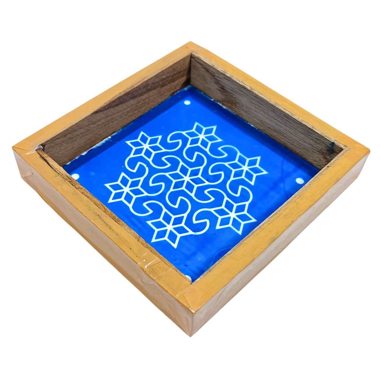Star Pulli Kolam Rangoli Stencil Wooden 5x5 Inches - Aalayam Selveer