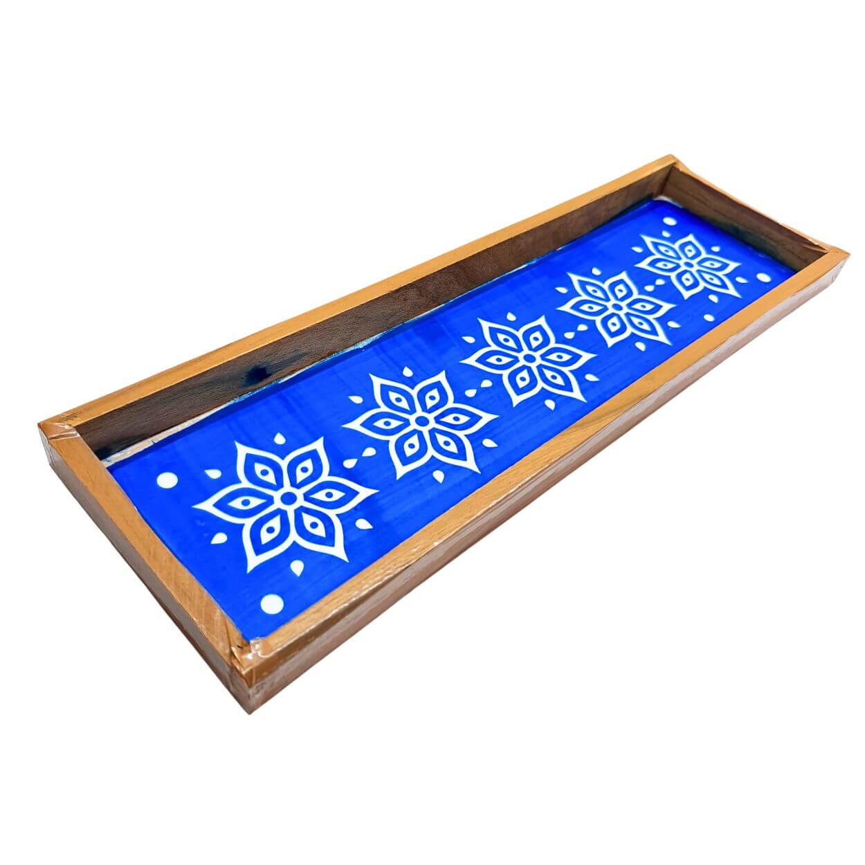 Star Flower Border Rangoli Stencils Wooden 17x5 Inches - Aalayam Selveer
