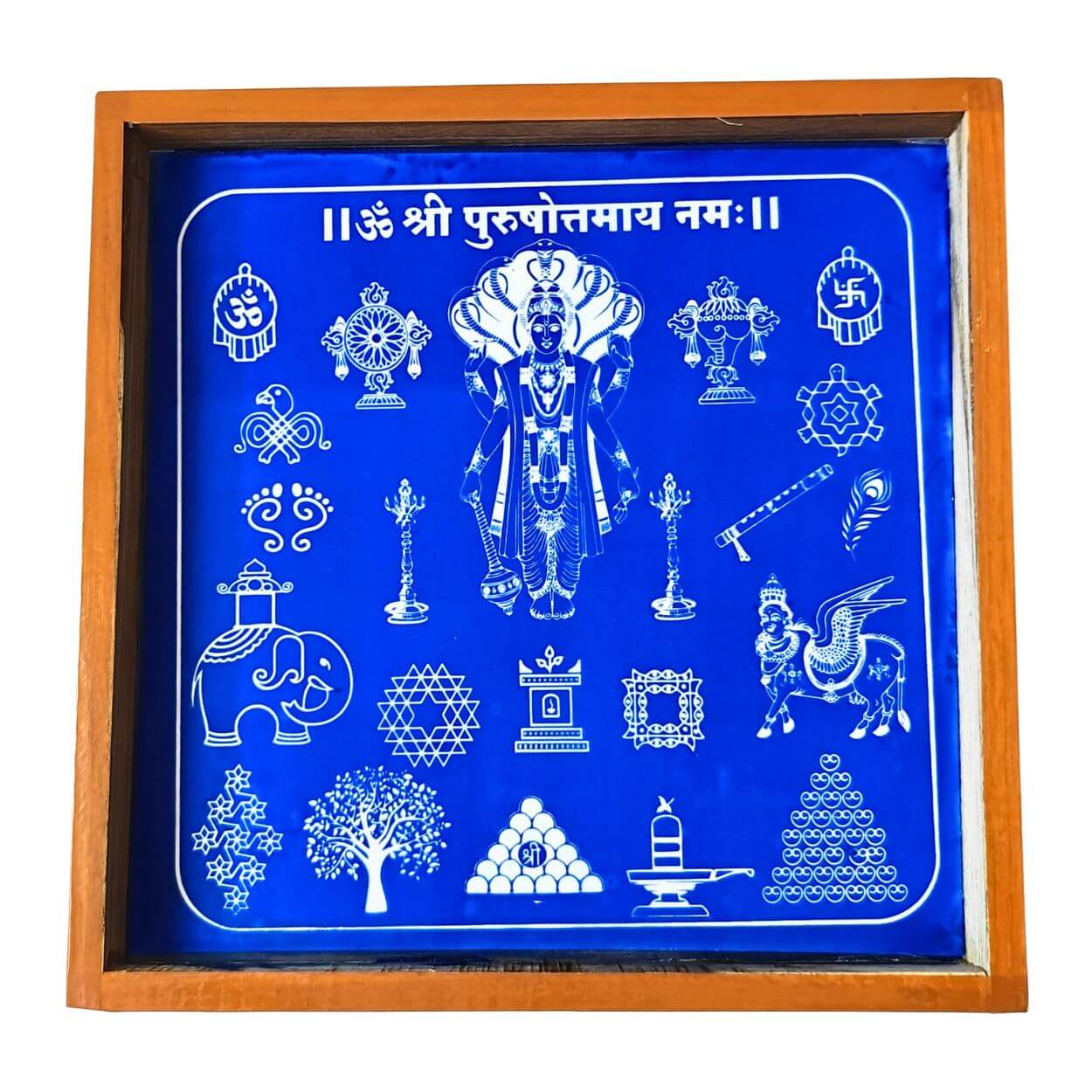 Adhik Maas Rangoli Stencil Wooden 10x10 Inches - Aalayam Selveer