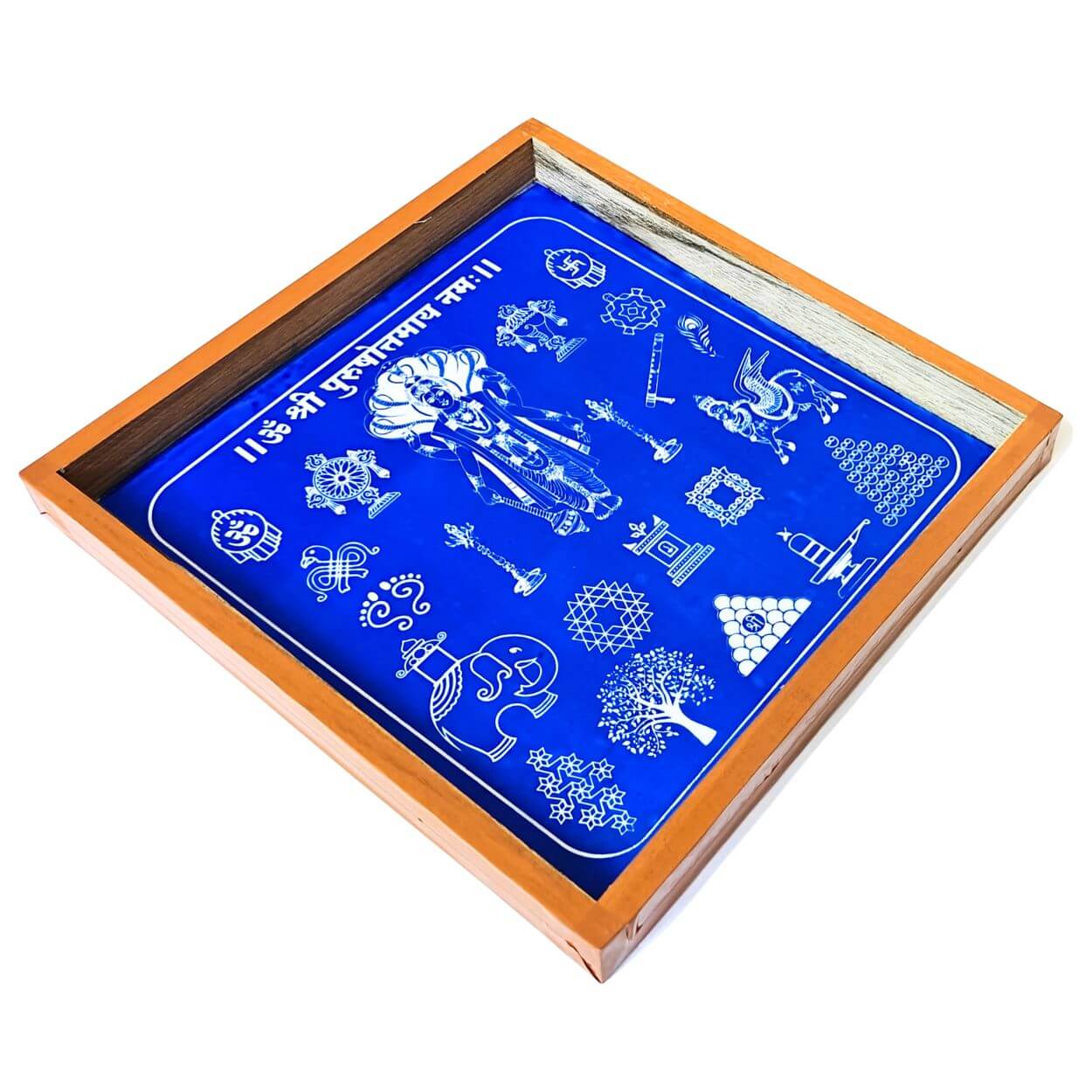 Adhik Maas Rangoli Stencil Wooden 10x10 Inches - Aalayam Selveer