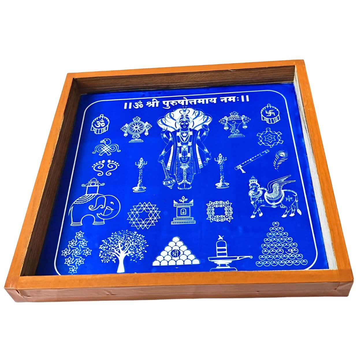 Adhik Maas Rangoli Stencil Wooden 10x10 Inches - Aalayam Selveer