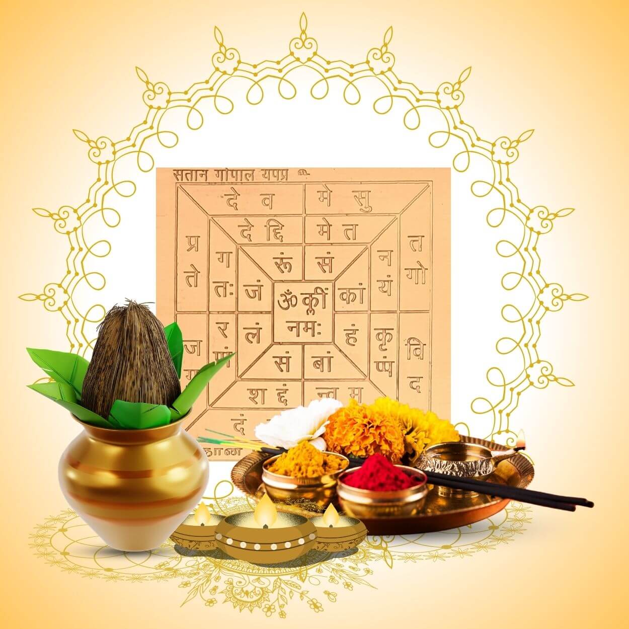 Santhana Gopala Krishna Yantra - 6x6 Inches + Free Shipping - Aalayam ...